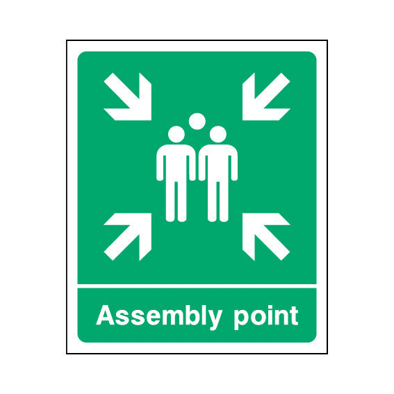 Assembly Point - Arrows Pointing In - Emergency Escape Sign | UK Safety ...