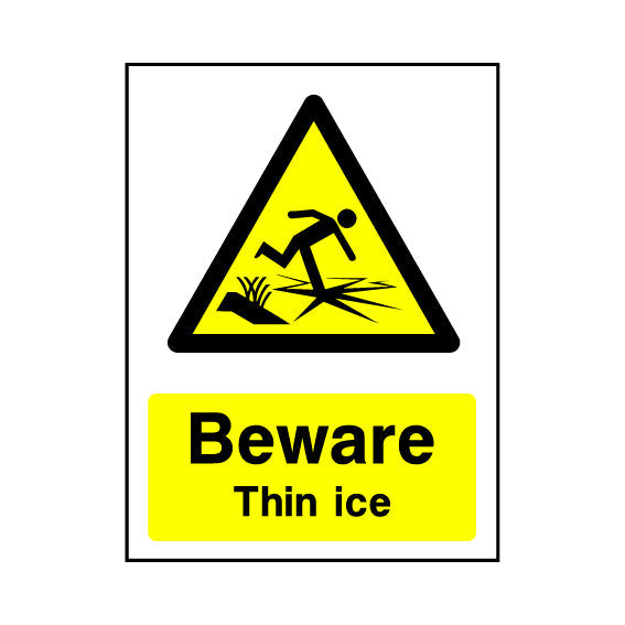 Beware - Thin Ice - Water Safety Sign | UK Safety Sign - One Printer