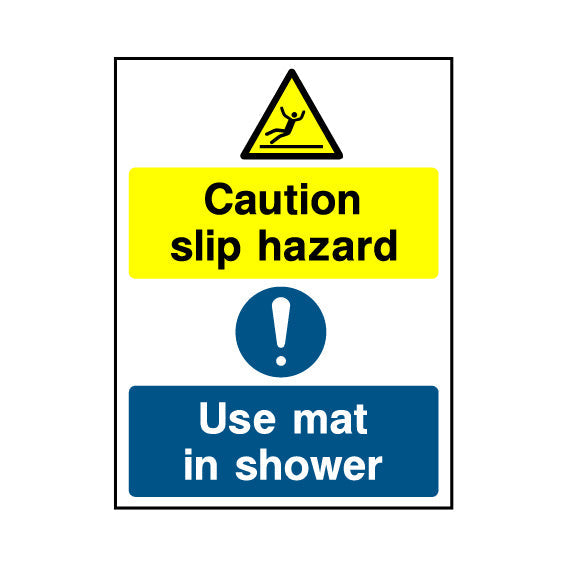 Caution - Slip Hazard - Use Mat In Shower - Hotel Signs Sign | UK ...