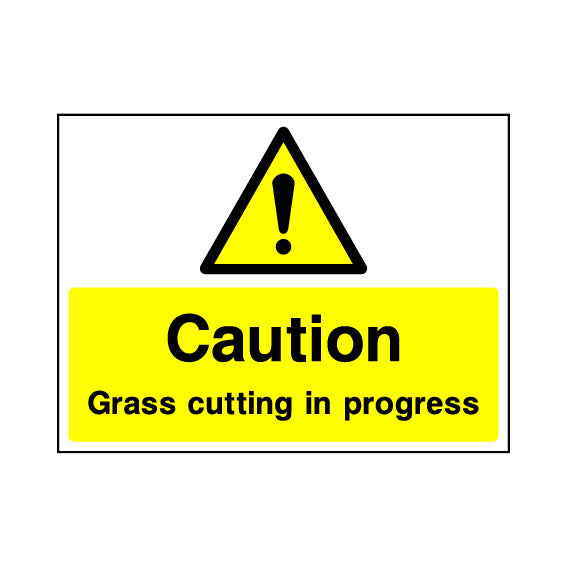Caution Grass Cutting In Progress - Construction Sign | UK Safety Sign ...