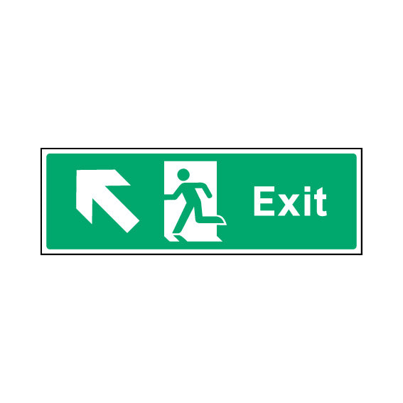 Exit Diagonal Arrow Left (up) - Emergency Escape Sign | UK Safety Sign ...