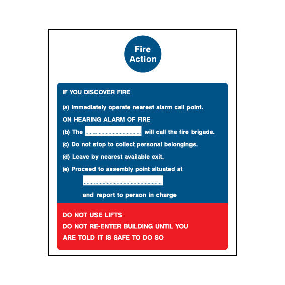 Fire Action (v4) - Fire Action Sign | UK Safety Sign - One Printer