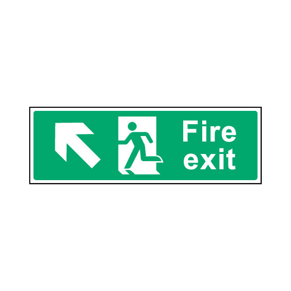 Fire Exit Diagonal Arrow Left (up) - Emergency Escape Sign | UK Safety ...
