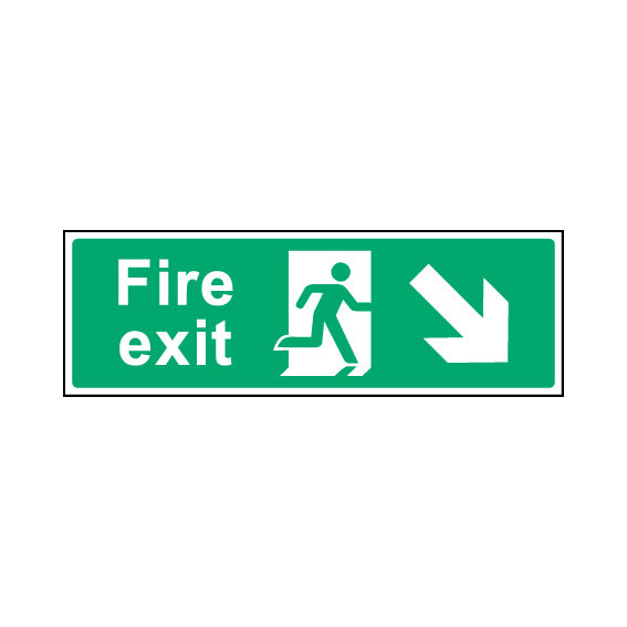 Fire Exit Diagonal Arrow Right (down) - Emergency Escape Sign | UK ...