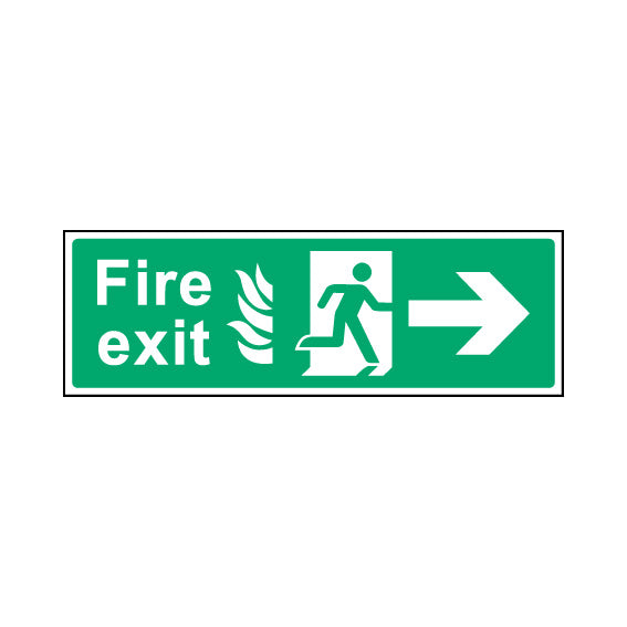 Fire Exit V2 Arrow Right - Emergency Escape Sign | UK Safety Sign - One ...