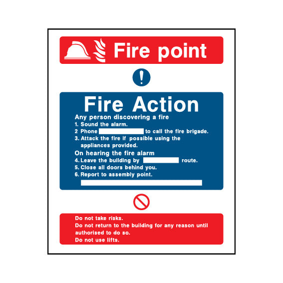 Fire Point & Fire Action - Fire Action Sign | UK Safety Sign - One Printer