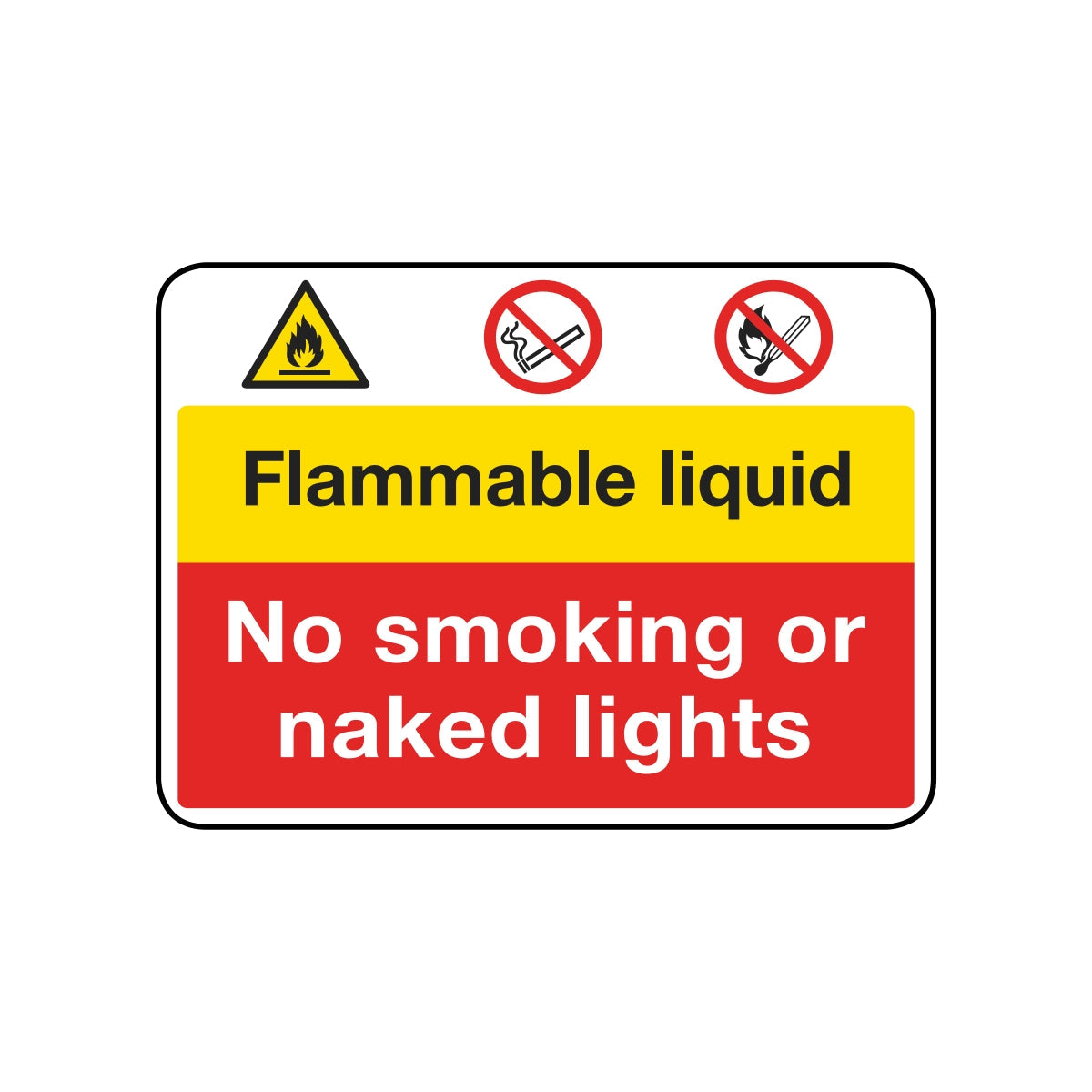 Flammable Liquid- No Smoking Or Naked Lights Sign - One Printer