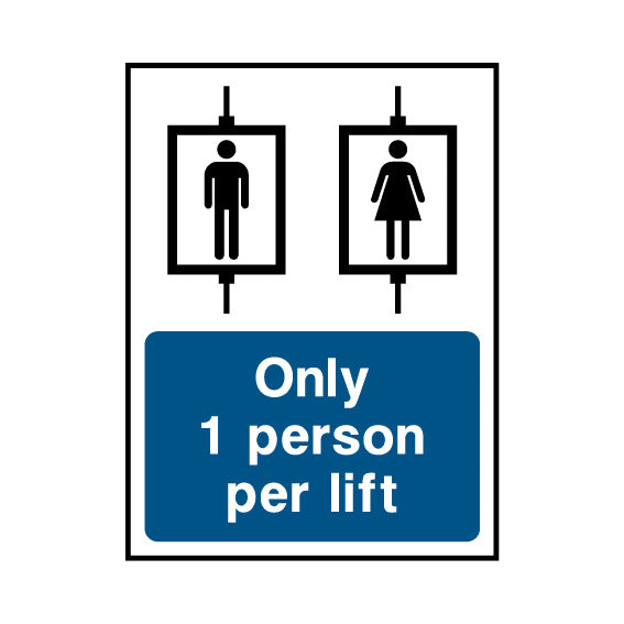 Only 1 Person Per Lift - Lift Safety Sign | UK Safety Sign - One Printer