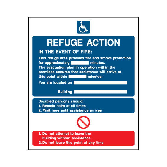 Refuge Action - Fire Action Sign | UK Safety Sign - One Printer