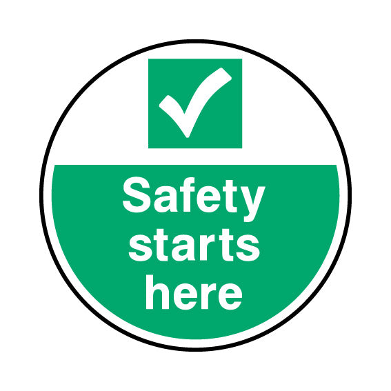 Safety Starts Here Circle - Floor Graphics Sign | UK Safety Sign - One ...