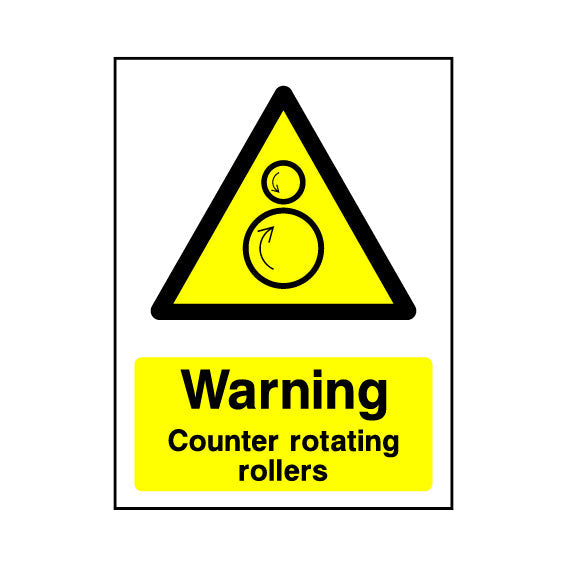 Warning - Counter Rotating Rollers - Machinery Warning Sign | UK Safety ...