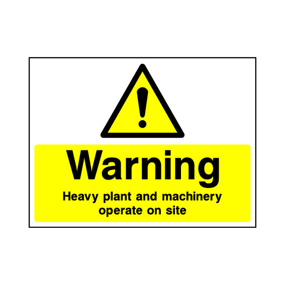 Warning Heavy Plant And Machinery Operate On Site - Construction Sign ...