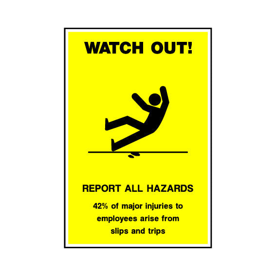 Watch Out! Report All Hazards - Safety Posters Sign | UK Safety Sign ...